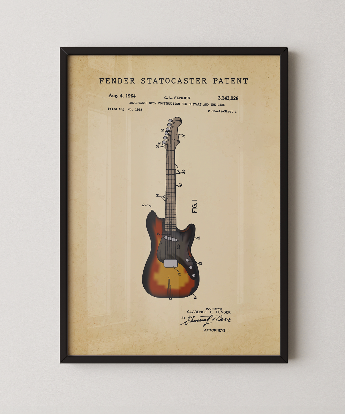 Fender Statocaster Patent – Patent Prints